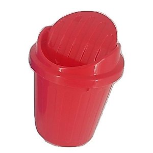 Desktop Mini Trash Can Rubbish Bin with Swing Lid (RED)