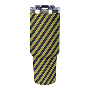 Blue And Yellow Stripes 40oz Water Bottle Double Wall Insulated Tumbler with Handle Leakproof Travel Mug White-style