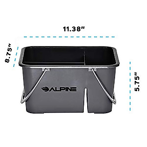 Alpine Industries 4 Compartment Plastic Cleaning Caddy – Heavy Duty Divided Cleaner & Tools Bucket for Sanitizing Commercial Bathroom Floors & Windows