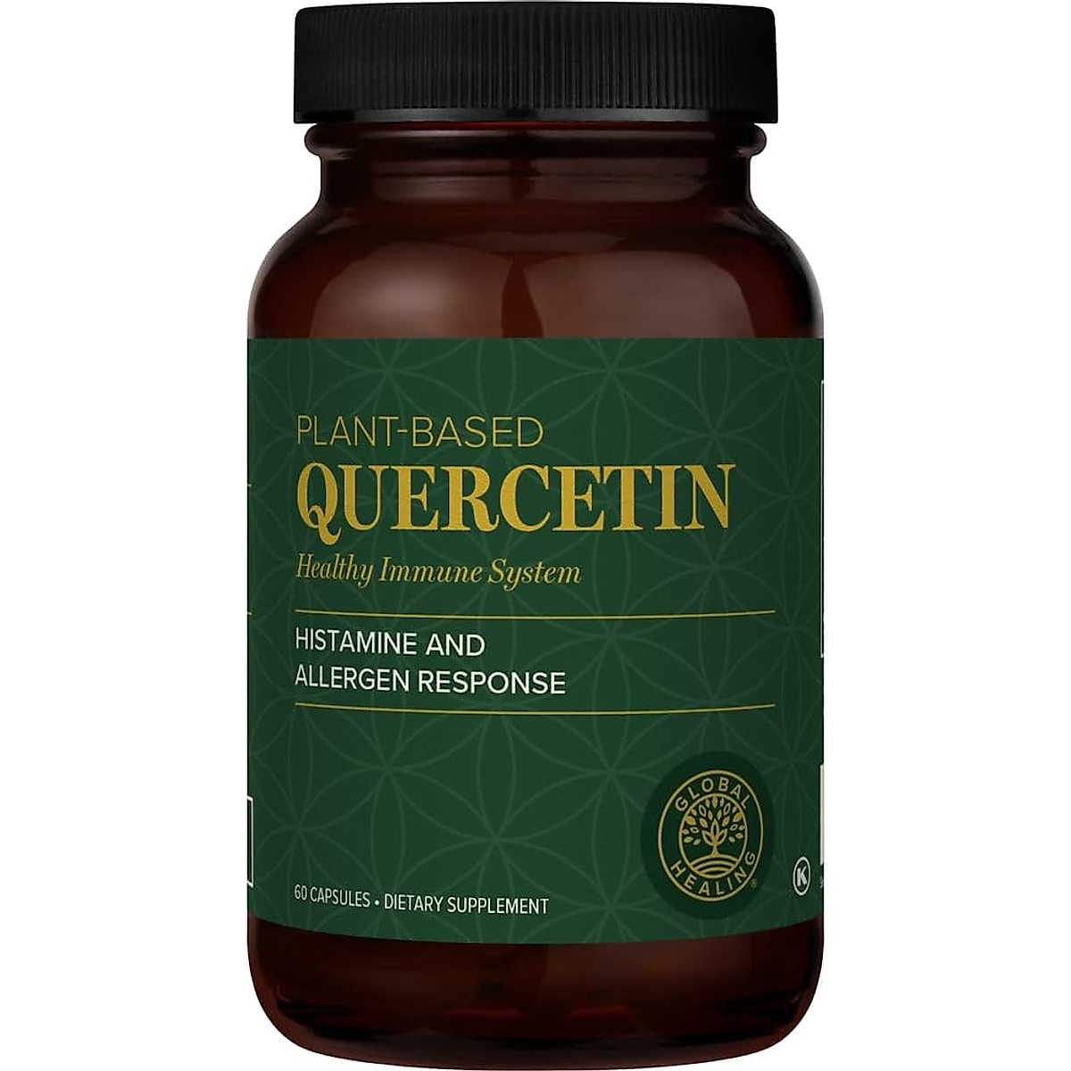Global Healing Quercetin 250mg Supplement to Support Immune System Function, Respiratory Health & Body's Response to Occasional Allergies -Quercetin Supplements Without Bromelain & Zinc-60 Capsules