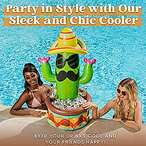 JOYIN 36" Inflatable Cactus Cooler with Sombrero Hat for Fiesta, Cinco de Mayo Party Supplies, Inflatable , Pool Party Decoration