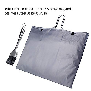 Fish Grilling Basket, Folding Portable Stainless Steel BBQ Grill Basket for Fish Vegetables Shrimp with Removable Handle, Come with Basting Brush and Storage Bag (01)