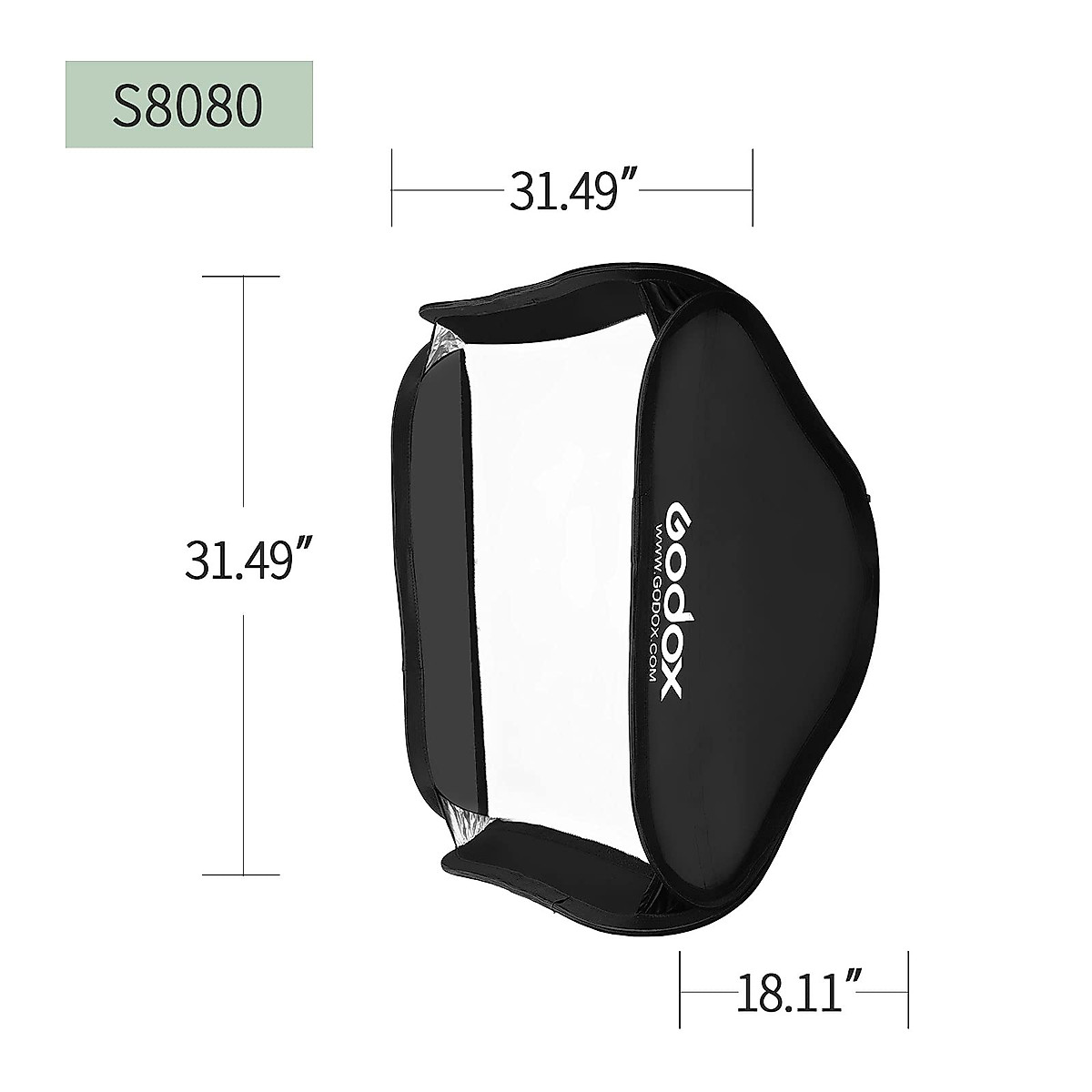 Godox 32"x 32" /80x80cm Foldable Flash Softbox Kit with Grid, S-Type Speedlite Bracket Bowens Mount and Carring Case for Camera Flash Speedlight Studio Portraits,Product Photography,Video Shooting