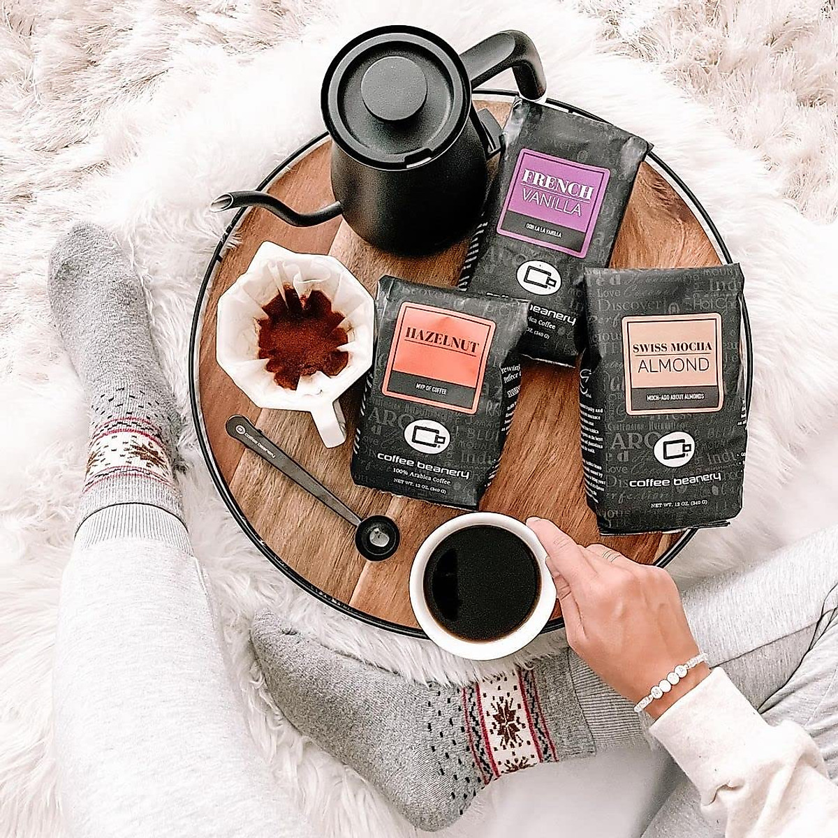 Vanilla Bean Decaf Coffee by Coffee Beanery | 12oz Flavored Decaf Coffee Ground Medium Roast Coffee | 100% Specialty Arabica Coffee Ground | Gourmet Coffee | Flavored Very Fine Ground Coffee Medium Roast