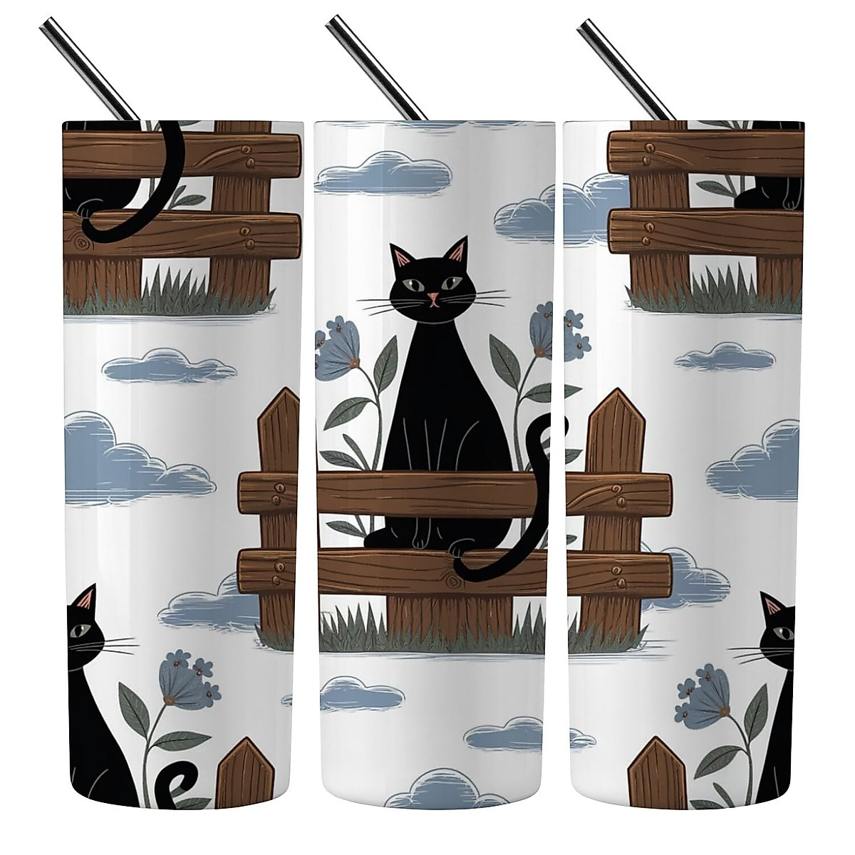 Medpol Cute black cat tumbler with lid and straw 20 oz insulated tumbler cups Cute black cat insulated travel coffee mugs for women cute sippy cups stainless insulated travel cups