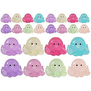 Yardwe 24Pcs Shine lace Decorate Luminous Toy Accessories Statue Movable Household House Baby Ornaments Ocean Luminous Octopus Statue Animal Mini Planter Model Resin Octopus