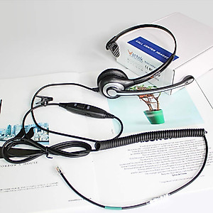 Wantek Corded Telephone Headset Mono w/Noise Canceling Mic Compatible with ShoreTel Plantronics Polycom Zultys Toshiba NEC Aspire Dterm Nortel Norstar Meridian Packet8 Landline Deskphones(F600S2)