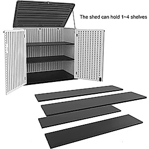 KINYING Metal Black Shelving for 48 Cu.ft Large Storage Shed, 51 in * 13 in, with Screws,Easy Assembly