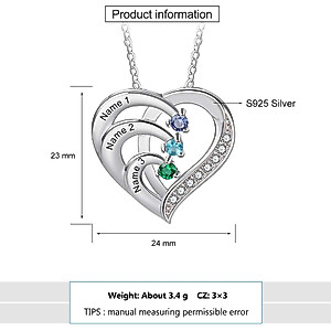 kaululu Gifts for Mom Personalized Birthstone Name Necklace for Women Best Custom Heart Necklace Build Your Mom Wife Girlfriend Birthday Gifts Christmas Gifts for Women