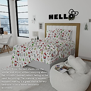 Franco Hello Kitty Holiday & Christmas Bedding Super Soft 100% Cotton Flannel Sheet Set, King, (Officially Licensed Product)