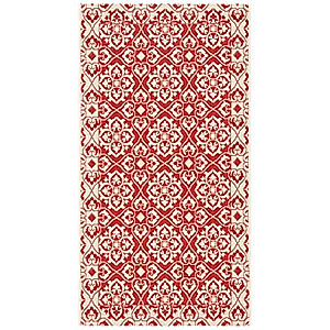 SAFAVIEH Courtyard Collection 2'7" x 5' Red/Cream CY6550 Indoor/ Outdoor Waterproof Easy Cleaning Patio Backyard Mudroom Area Rug