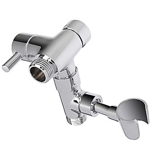NearMoon All Metal Shower Arm Diverter with Handheld Shower Mount, G1/2 3-Way Diverter Valve Bathroom Universal Shower System Replacement Part for Hand Shower and Fixed Shower Head (Chrome Finish)
