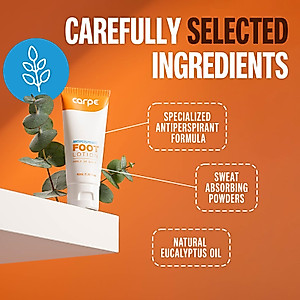 Carpe Antiperspirant Foot Lotion 3 Tubes WITH FREE APPLICATOR, A dermatologist-recommended solution to stop sweaty, smelly feet, Helps prevent blisters, Great for hyperhidrosis