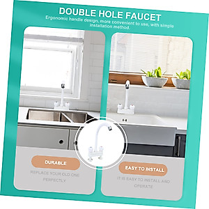 Uonlytech Plastic Faucet Kitchen Two Handle Bathroom Sink Decor Kitchen Faucets for Kitchen Sinks Bathroom Sink Faucet Bathtub Faucet Bathroom Basin Faucet Open Quickly to Rotate Set White
