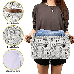 Foldable Storage Basket Elements Fabric Collapsible Organizer Basket with PU Handles, Decorative Baskets for Shelves Home Closet Bedroom Living Room - 1 Pack