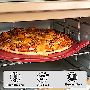 Roponan Pizza Stone, 13" Round Baking Stone for Oven and Grill, Heavy Duty Cordierite Pizza Stone with Handle, Great for Crispy Crust Pizza, Bread and Cookies