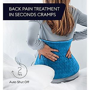 GENIANI XL Heating Pad for Back Pain & Menstrual Pain Relief, FSA HSA Eligible, Auto Shut Off, Machine Washable, Moist Heat Pad for Neck and Shoulder, Heat Patch for Cramps Relief, Aqua Blue 12'‘×24’’