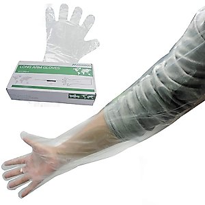MODUODUO 100Pcs Disposable Veterinary Gloves Artificial Insemination Glove Long Arm Examination Multification Non-Sterile Glove
