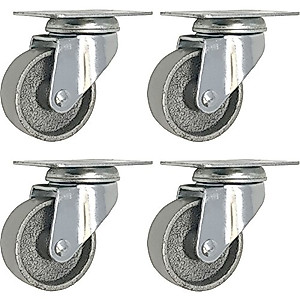 4 All Steel Swivel Plate Caster Wheels Heavy Duty High-gauge Steel Gray (2" METAL SWIVEL CASTER (GRAY) - No Brake)