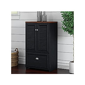 Bush Fairview 41.69-Inch H Storage Cabinet with 3 Shelves, Antique Black/Hansen Cherry (WC53980-03)