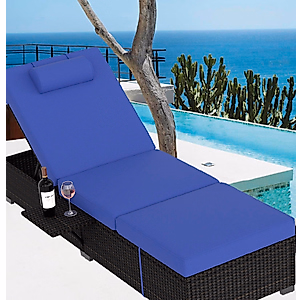 GAOMON Outdoor Chaise Lounge Chairs Set of 2, Patio Chaise Lounges, Patio Brown Rattan Reclining Chair with Thicken Cushion and Adjustable Backrest, Sunbathing Recliners for Outside Pool Patio