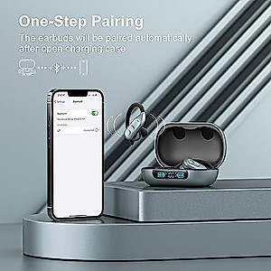 Wireless Earbuds Bluetooth Headphones 130Hrs Playtime with 2500mAh Wireless Charging Case LED Diaplay Hi-Fi Waterproof Over Ear Earphones for Sports Running Workout Gaming (Gray)