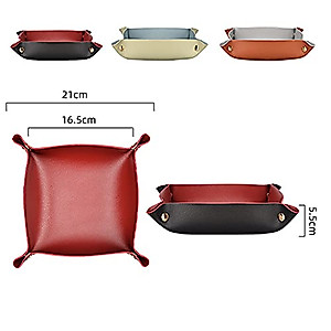 YunQin Leather Jewelry Tray Watch Coin Change Key Phone Catchall Valet Tray for Storage Nightstand Organizer Leather USB-Mouse pad, Easy to Clean Coffee Cup pad (Black)