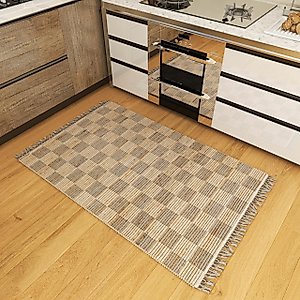 Eco Crave 3x5 Ft Jute Natural Area Rug, 100% Hand Woven Rug for Indoor Front Entrance Kitchen, bedrooms & Bathrooms, Low-Pile Floor Carpet, Premium Quality Home Decor.