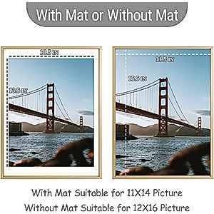 Frametory, 12x16 Aluminum Photo Frame with Ivory Color Mat for 11x14 Picture & Real Glass, Metal Picture Frame Collection (Gold, 1-Pack)