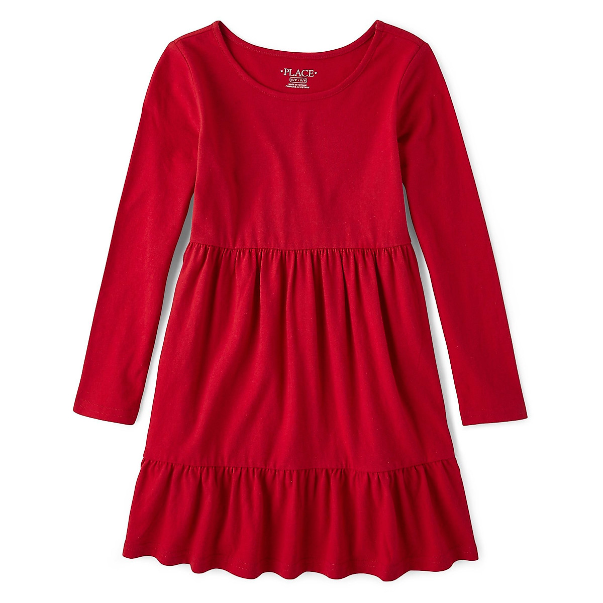 The Children's Place,Long Sleeve Knit Casual Skater Dress,Small (5/6) Red