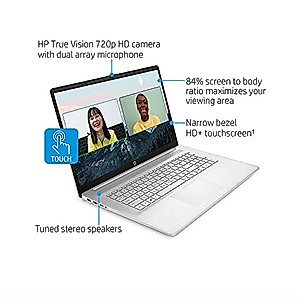 2021 HP 17.3" HD+ Touchscreen Laptop Computer, AMD Ryzen 5-5500U(6-core) Processor, 12GB DDR4 RAM, 1TB HDD, AMD Radeon Graphics, HD Audio, HD Webcam, HDMI, Win10, Silver, 32GB USB Card (Renewed)