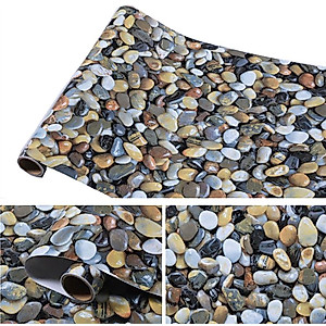 REDODECO 3D Cobblestone Self Adhesive Gloss Vinyl Wrap Film Kitchen Countertop Peel Stick Wallpaper Decal 15.8inx79in