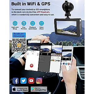 Dash Cam Front 1080P FHD Dash Camera for Cars with 2" Screen Dashboard Cam 170°Wide Angle WDR Parking Mode Accident Lock Night Version G-Sensor Loop Recording 24H Parking Monitoring Support 128GB Max