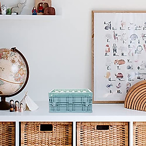 ULTECHNOVO Cubby Storage Organizer Foldable Storage Box with Lid- Large Box Organizer Stackable Cube Folding Crate for Home Office Clear Container