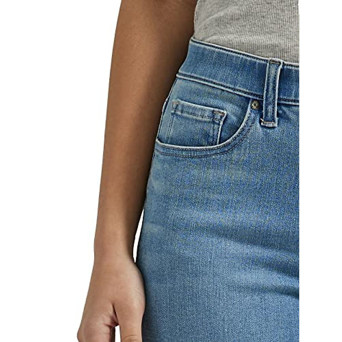 Lee Women's Ultra Lux Mid-Rise Demi Boot Crop Capri Jean, Vintage Grace, 10 Reg