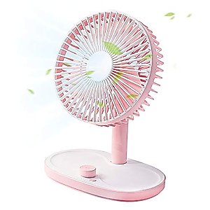 SmartDevil 6.5“ Small Desktop Fan, Personal Desk Fan With Storage Function, 2600 mAh Battery Operated Table fan, Smart Timing Function, Stepless Speed Regulation, for Home, Office, Bedroom, Pink