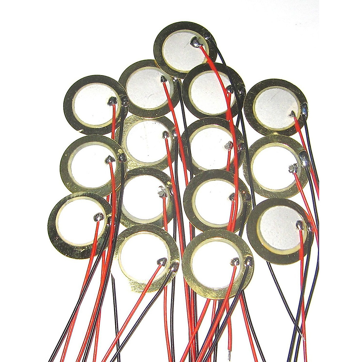 YQBOOM 15Pcs 20mm Piezo Discs with Leads Mic Drum Trigger Acoustic Pickup CBG Guitar