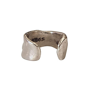 Handmade Single Wide Band Adjustable Ear Cuff, Sterling Silver Clip On Ear Cuffs Non Piercing Huggie Earrings for Women, Wide A-Symmetrical Curved Band Dainty Fake Ear Cartilage Clips, By MiYa Jewelry