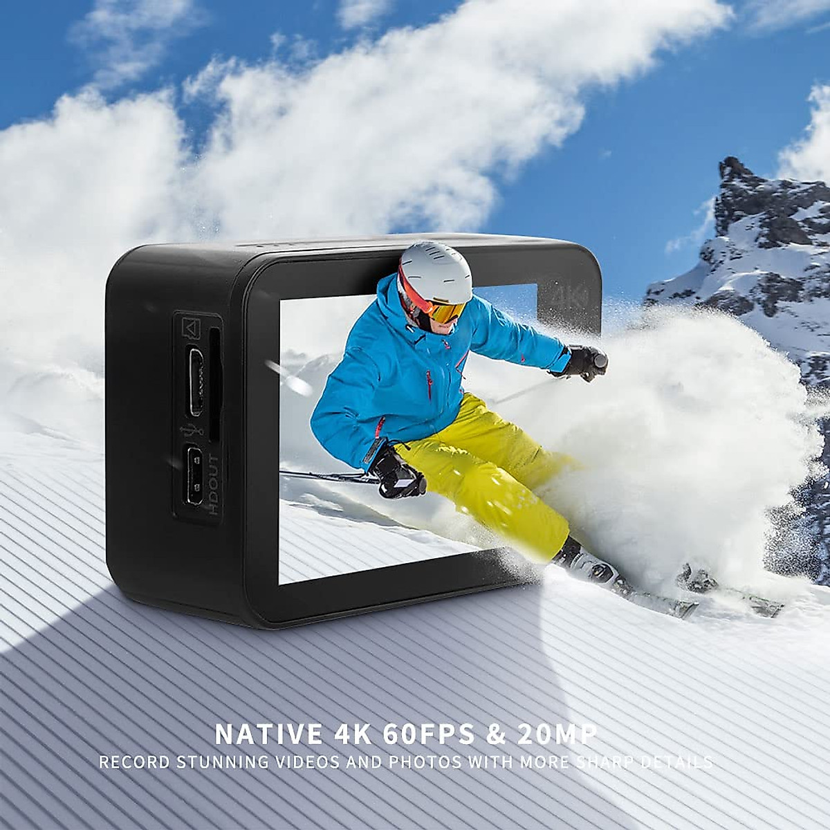 ICONNTECHS IT Action Camera Native 4K 60fps 20MP Touch Screen WiFi EIS Stabilization Waterproof Sports Action Cam 170 Degree Wide Viewing Angle Helmet Cameras Underwater Camcorder