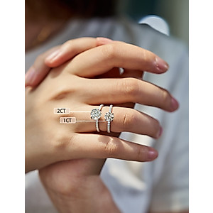 Oivley Moissanite Engagement Rings for Women D Dolor Lab Created Diamond Moissanite Wedding Promise Rings for Her 925 Sterling Silver Rings for Women with 14K White Gold Plated40, Gemstone, Created