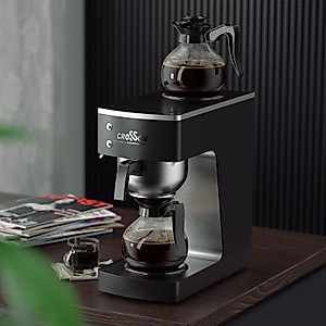 crosson 12 Cup Commercial Drip Coffee Brewer with Upper and Lower Warmer & 2 Glass Decanter,Pour Over Coffee Maker with Easy Clean Fingerprint Free Housing and 304 Stainless Steel Funnel