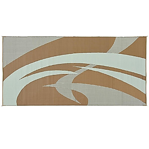 Stylish Camping - 159187 -Outdoor Patio/RV Camping Mat - Swirl (Brown/Beige, 9-Feet x 18-Feet)