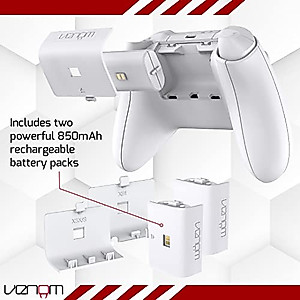 Venom Twin Charging Dock with 2 x Rechargeable Battery Packs - White