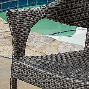 Christopher Knight Home Cliff Outdoor Wicker Chairs, 2-Pcs Set, Grey