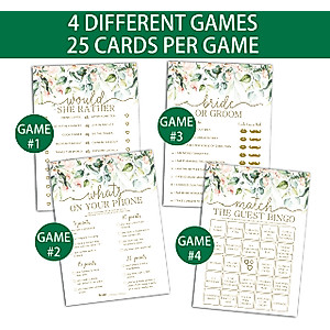 All Ewired Up Bridal Shower Bachelorette Games, Floral Watercolor Greenery Sage Gold Blush, He Said She Said, Find The Guest Quest, Would She Rather, What's in Your Phone Game, 25 Games Each…