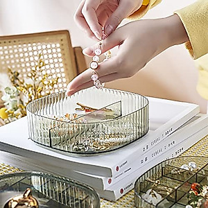 Sunkaioo Acrylic Jewelry Organizer,Stackable 3-Layers Clear Jewelry Box with Lid,Jewelry Boxes for Women Girls,Earring Organizer Display Holder for Earrings Ring Studs Bracelet Necklace Crafts(Green)