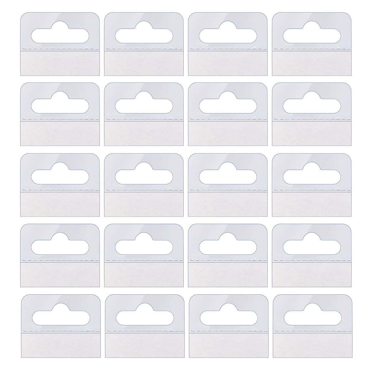 AIEX 200 Pieces Clear Sticky Hanging Tabs, Slot Hole Self Adhesive Hang Tabs, Tag Hook for Sale Items, Store Retail Display (1.8x1.6inch)