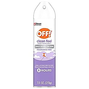 OFF! Clean Feel Insect Repellent Aerosol with 20% Picaridin, Bug Spray with Long Lasting Protection from Mosquitoes, Feels Good on Skin, 7.5 oz