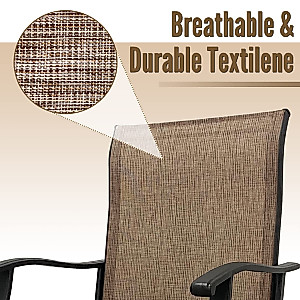 Mingyall Outdoor Swivel Bar Stools Set 2, High Top Patio Chairs Patio Bar Stools Textilene for Bistro Lawn, Garden, Backyard All Weather Outside bar stools,Tall Patio Chairs (2, Brown)