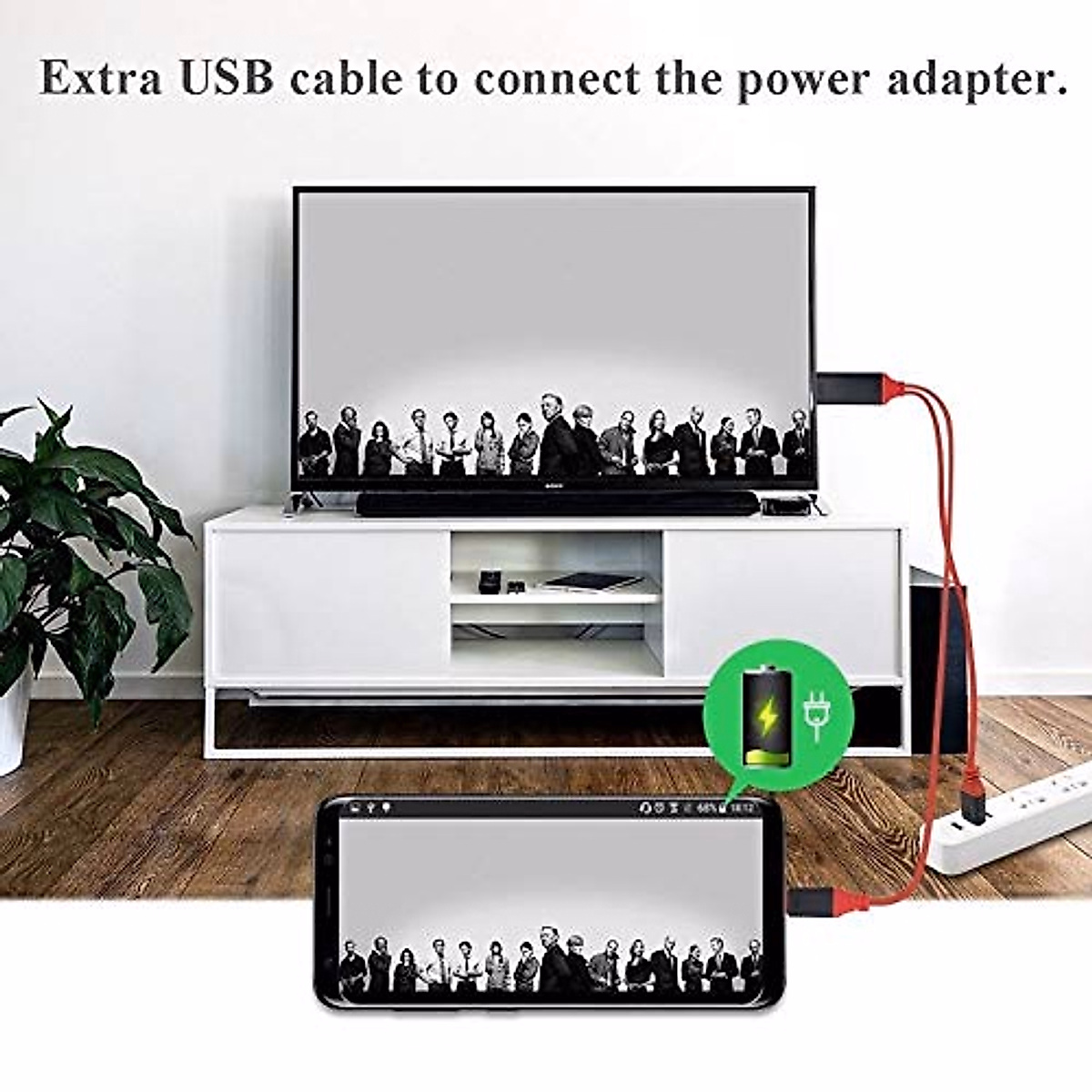 Jiali USB-C Converter Adapter Cable 2 in 1 USB-C/Type-C + USB Power Supply Interface to 4K x 2K Ultra HD HDMI Video Cable, Length: 2m